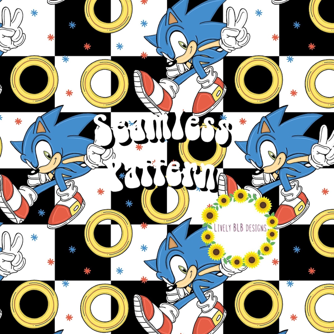 Checkered Gamer Hedgehog Rings Repeating Seamless Pattern File Design ...