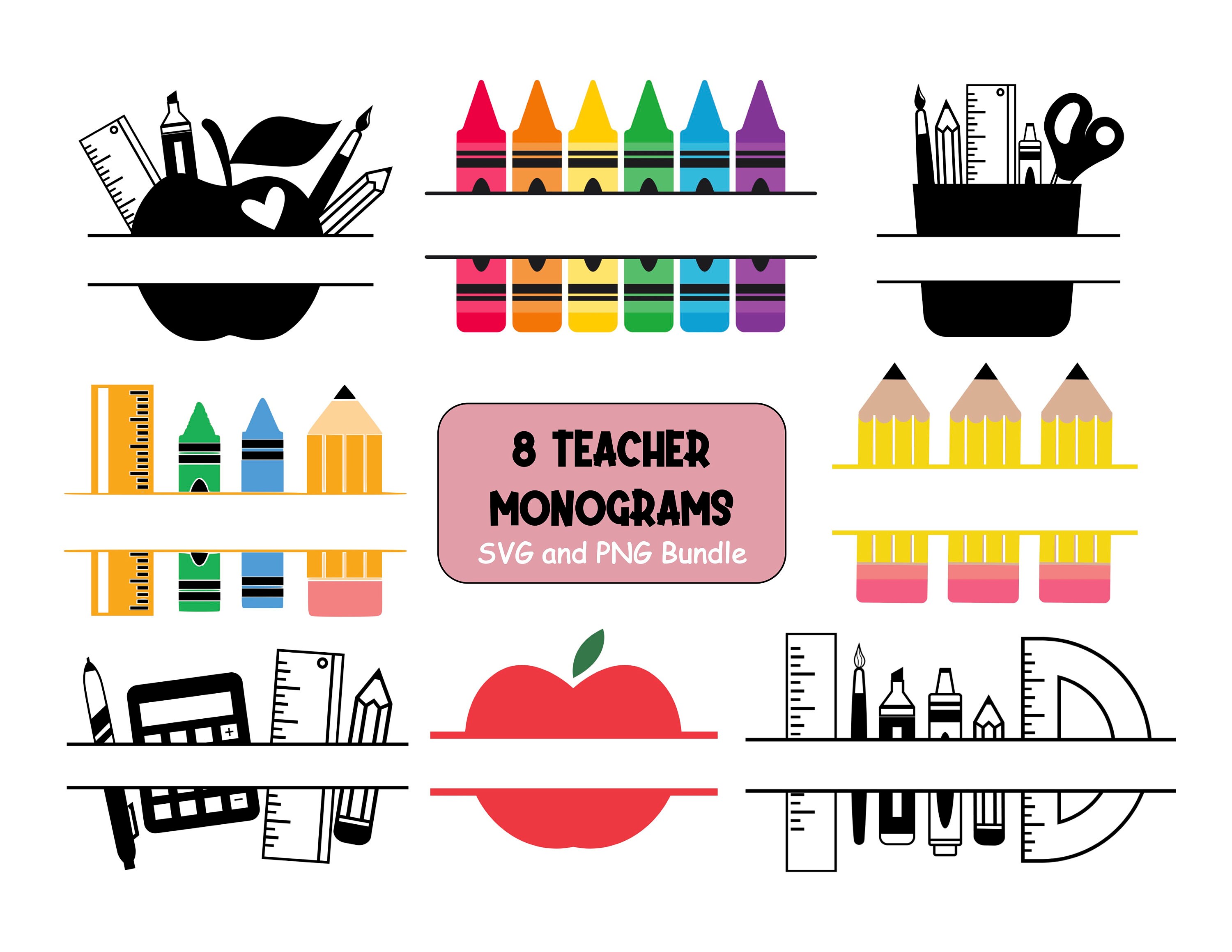 Teacher Monogram SVG PNG Bundle Teacher Svg Teacher Shirt - Etsy