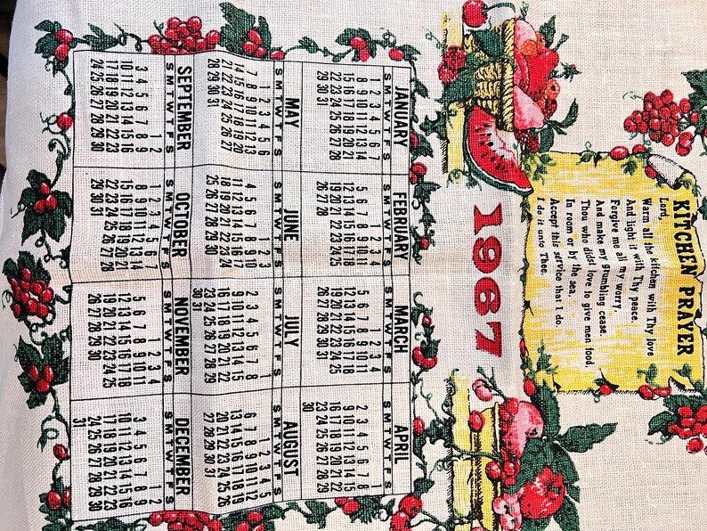 Vintage Linen Cloth Calendars 1967, 1976, 1978, 1980 - Etsy