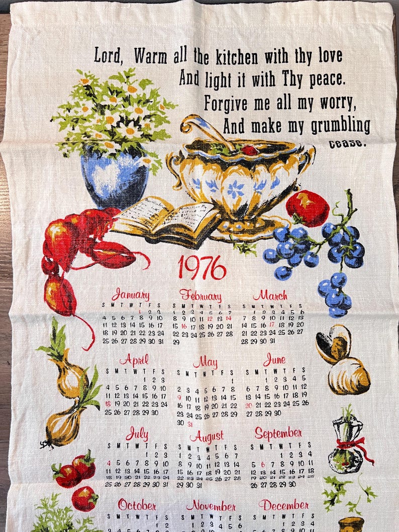 Vintage Linen Cloth Calendars 1967, 1976, 1978, 1980 - Etsy