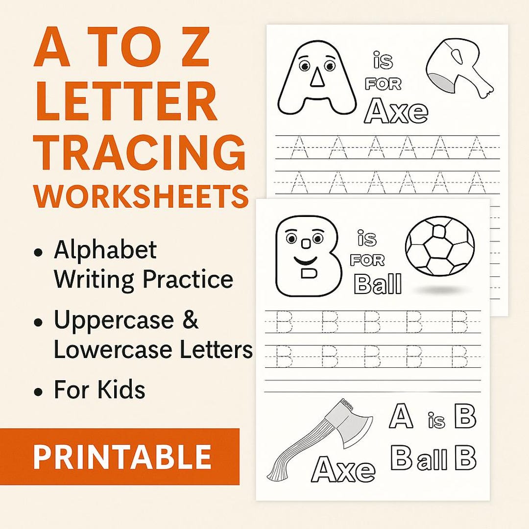 A to Z Letter Tracing Worksheets | Alphabet Writing Practice for Kids ...