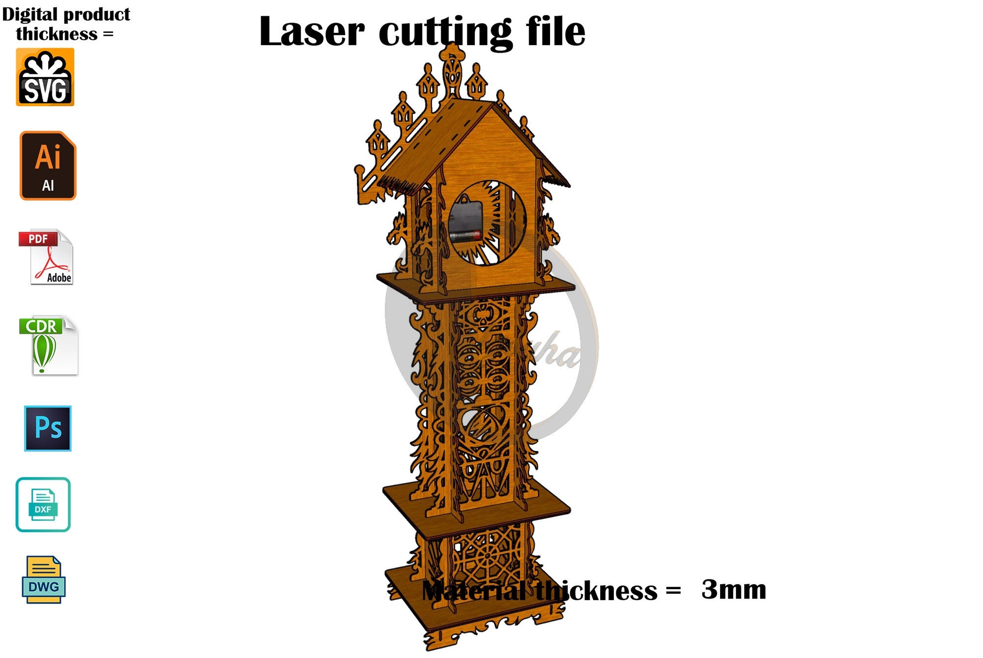 Laser Cut Dragon Clock 100cm SVG 3mm-4mm - Etsy