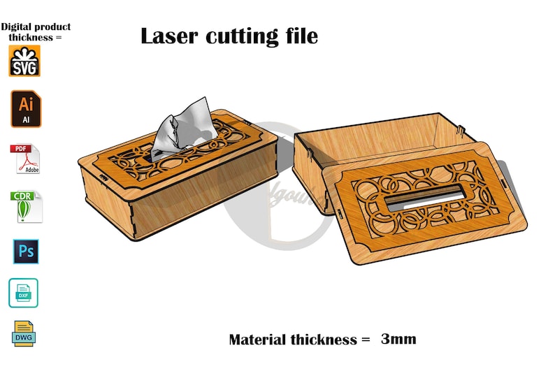 Laser Cut Tissue Box SVG 3mm Laser Cut File - Etsy