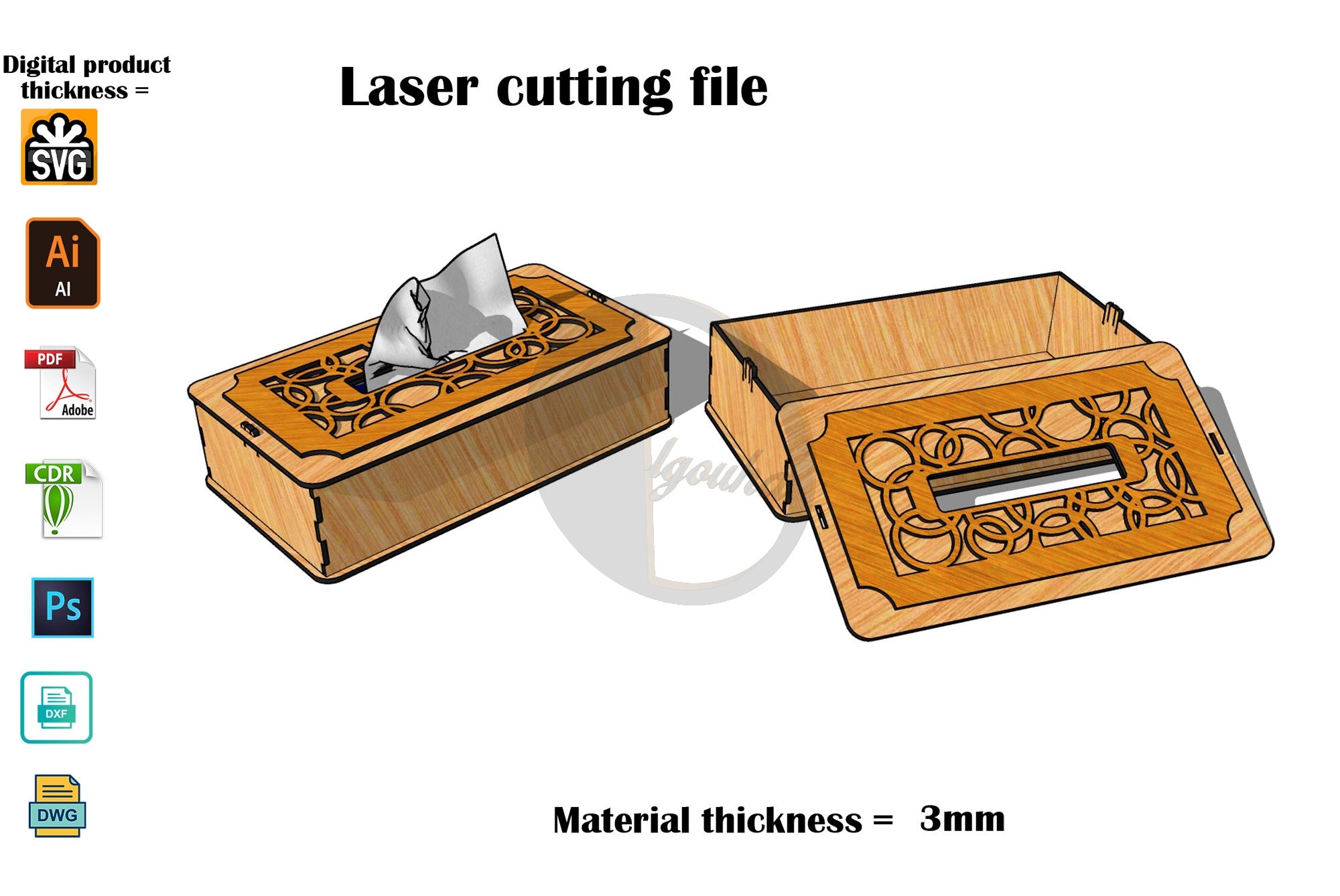 Laser Cut Tissue Box SVG 3mm Laser Cut File - Etsy