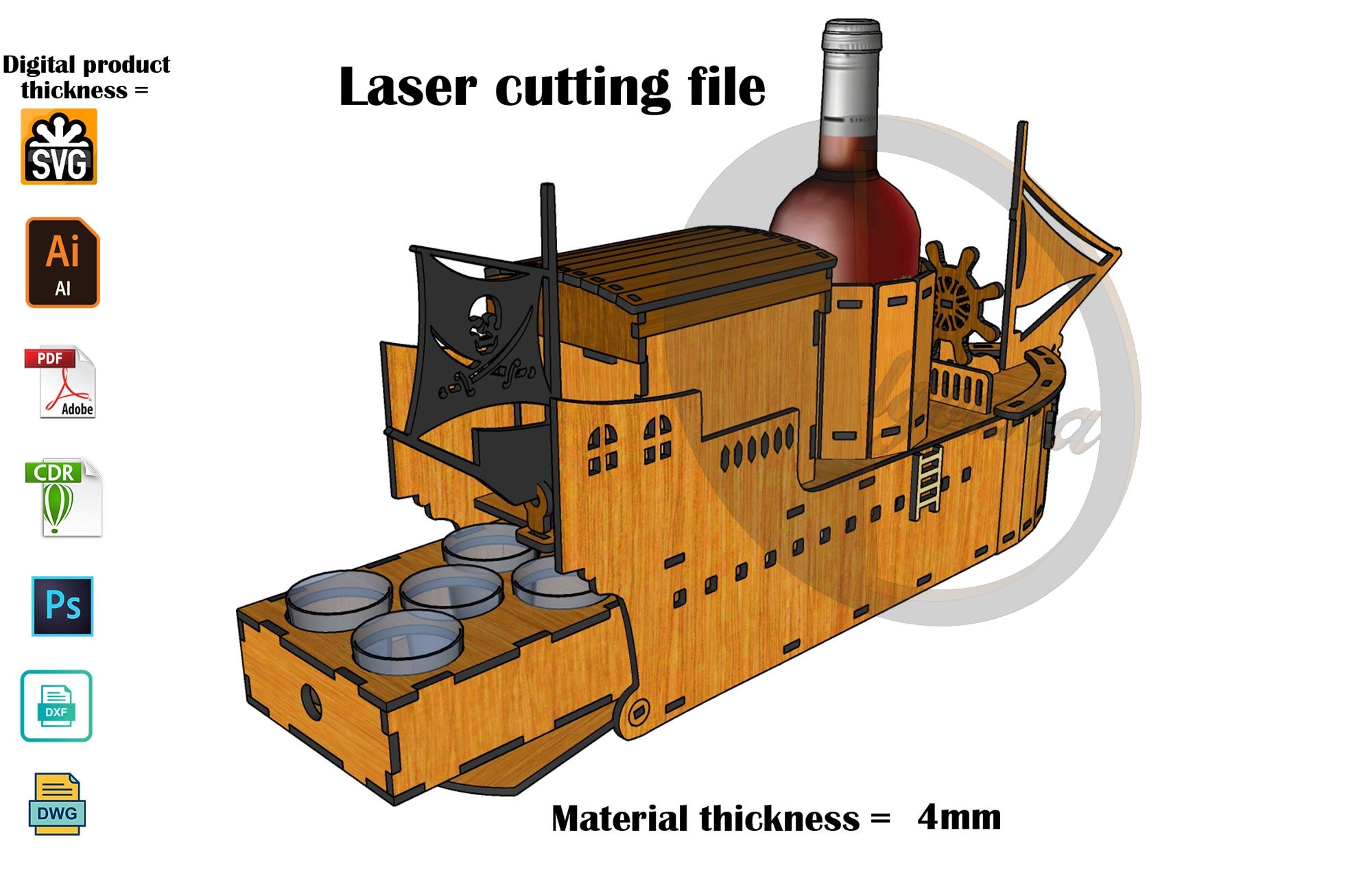 Laser Cut Win Box Ship SVG 4mm Laser Cutting File - Etsy
