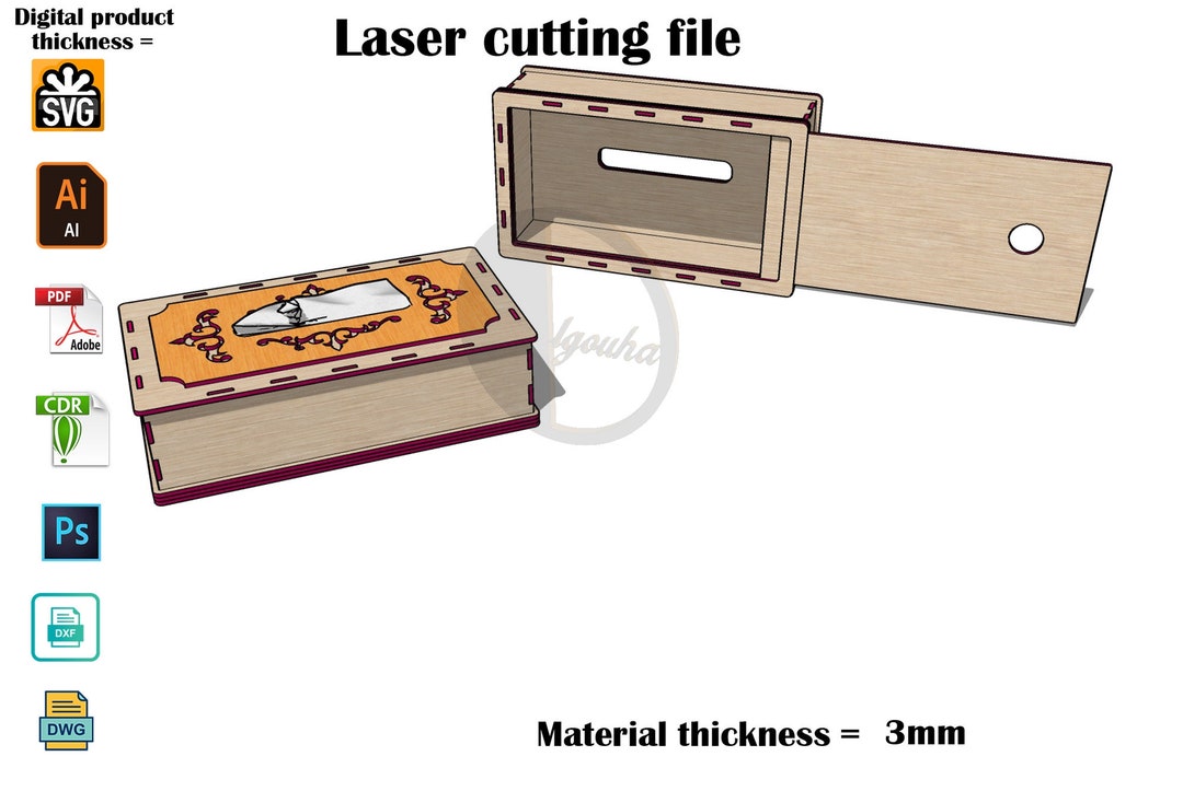 Laser Cut Tissue Box SVG 3 Size 3mm - Laser Cutting File - Etsy