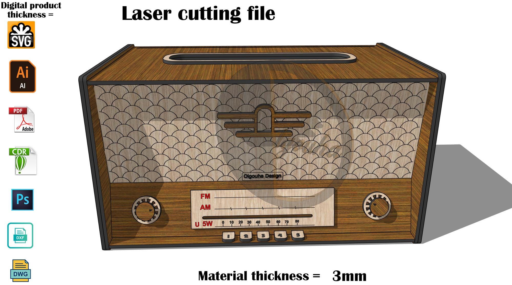 Laser Cut Old Radio Tissue Box 3mm - Etsy