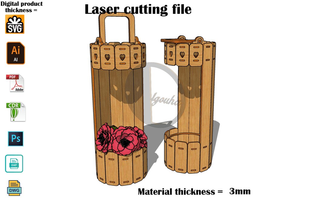 Laser Cut Flower Box SVG 2.7mm-3mm - Etsy