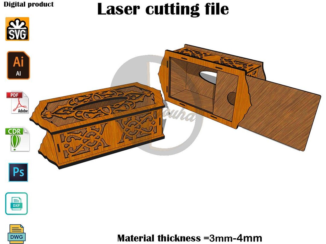 Laser Cut Tissue Box SVG 3mm,4mm - Etsy