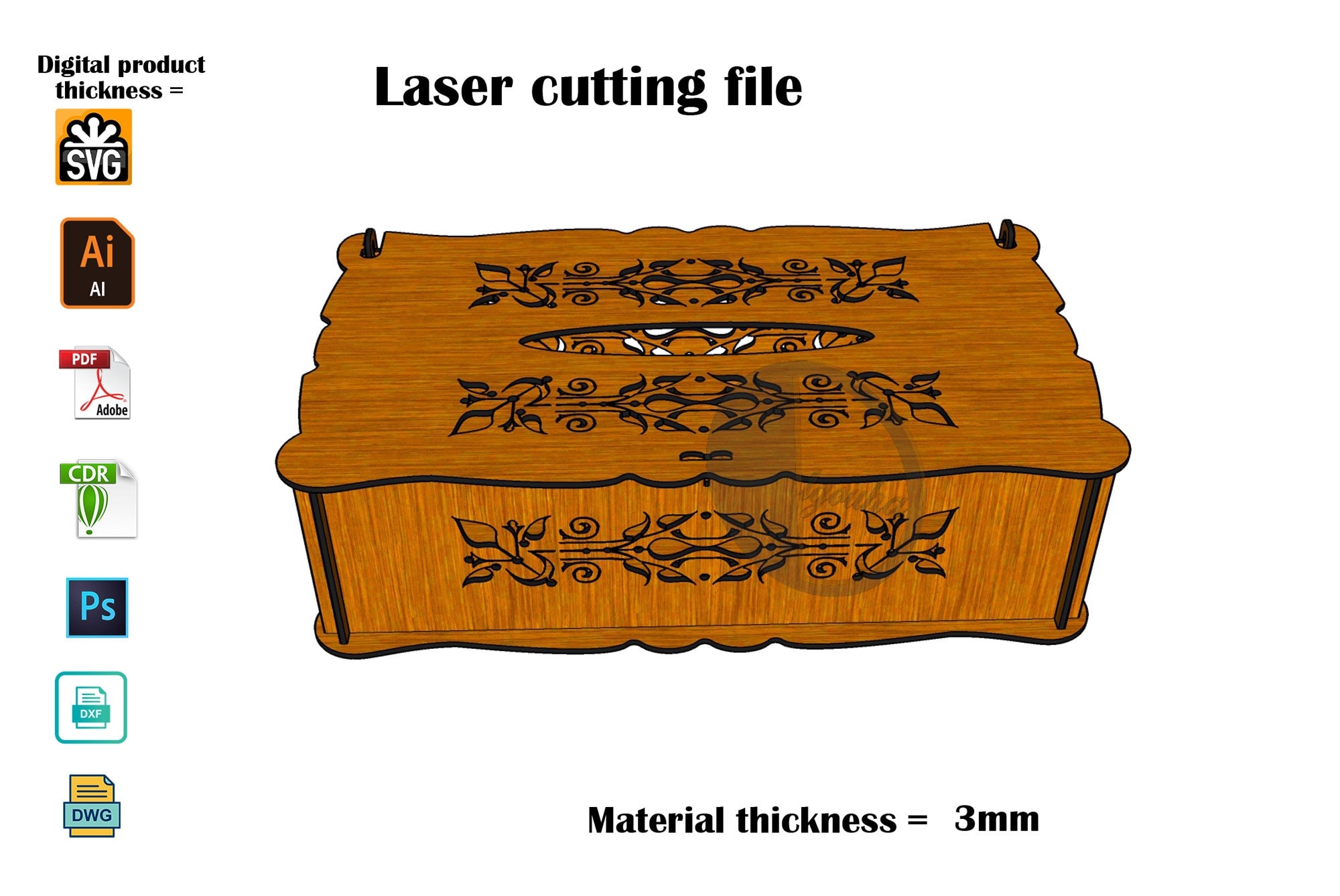Laser Cut Tissue Box SVG 3mm - Etsy