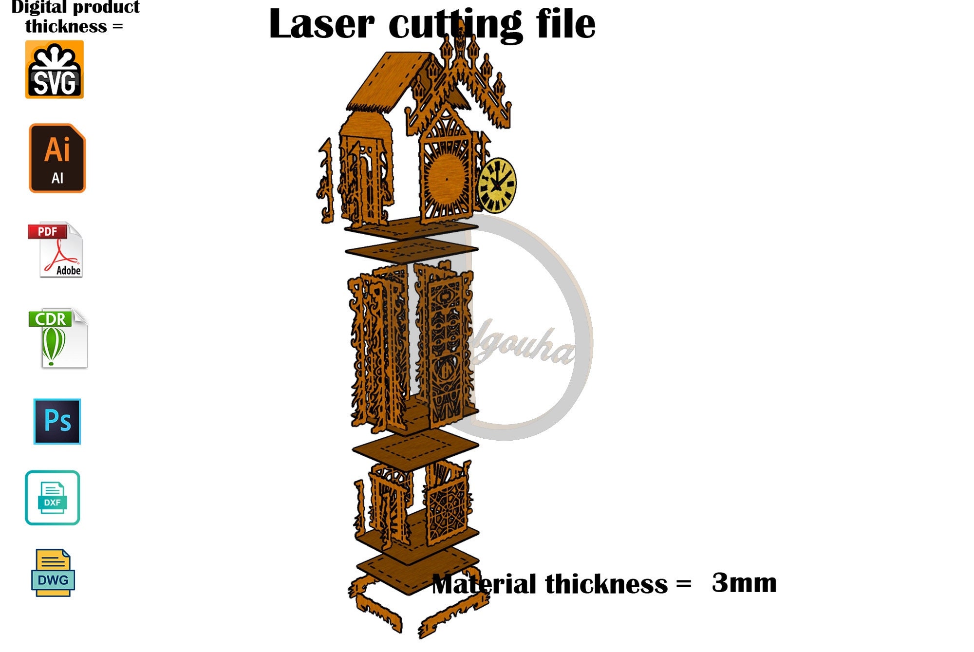 Laser Cut Dragon Clock 100cm SVG 3mm-4mm - Etsy