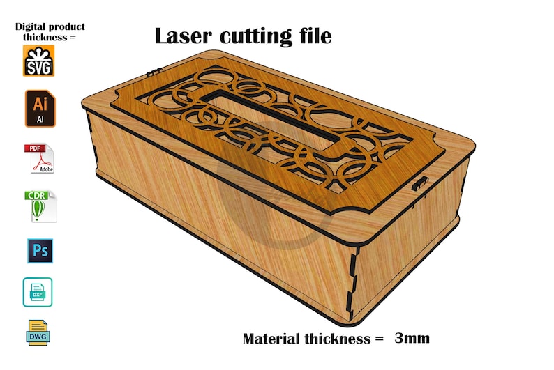 Laser Cut Tissue Box SVG 3mm Laser Cut File (Instant Download) - Etsy