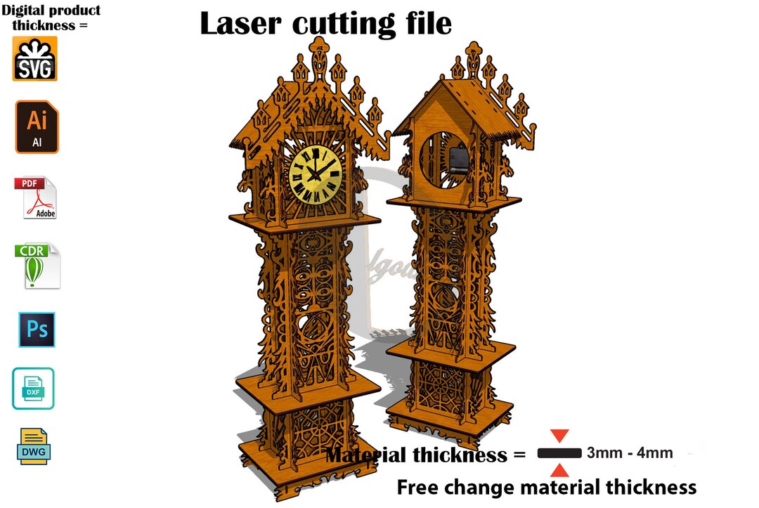 Laser Cut Dragon Clock 100cm SVG 3mm-4mm - Etsy