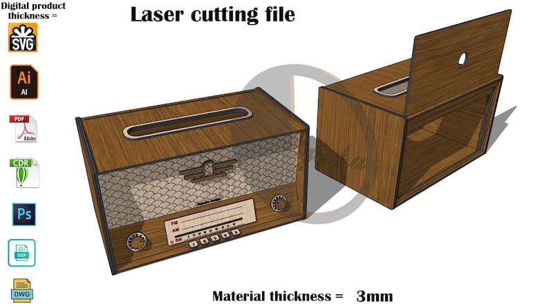 Laser Cut Old Radio Tissue Box 3mm - Etsy