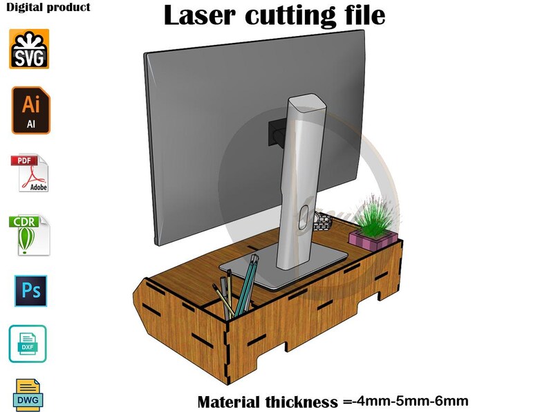 Laser Cut Monitor Desk SVG 4mm-5mm-6mm - Etsy