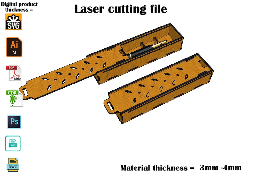 Pen Box SVG 3mm - 4mm - Etsy