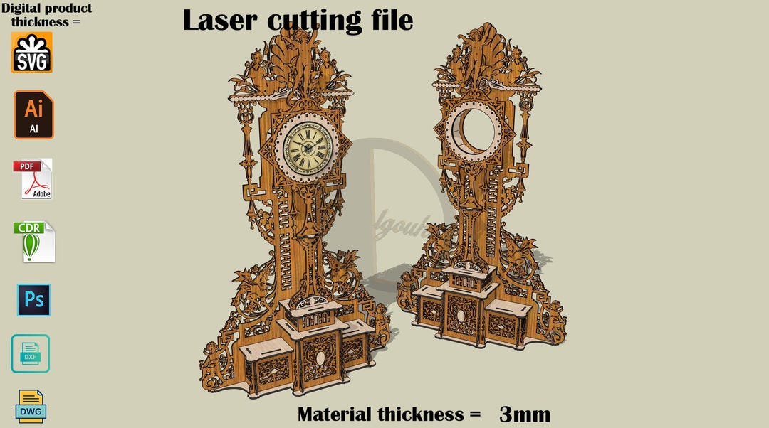 Laser Cut Angle Clock SVG 3mm - Etsy