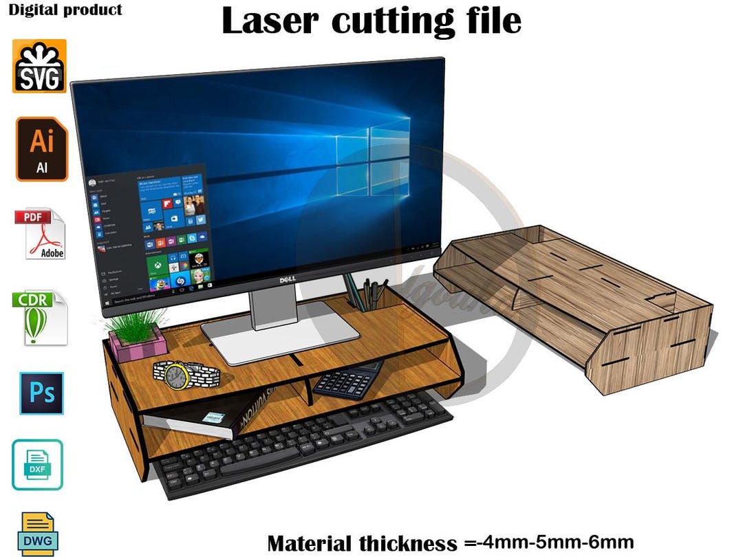 Laser Cut Monitor Desk SVG 4mm-5mm-6mm - Etsy