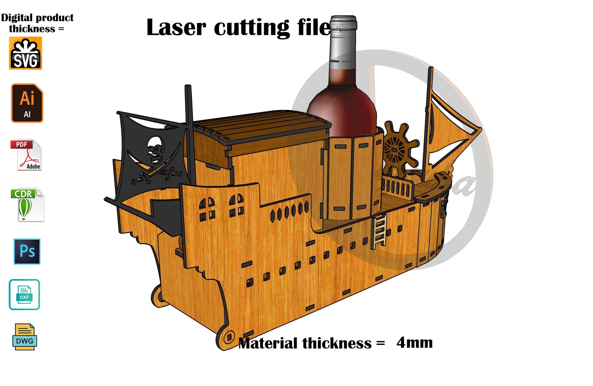 Laser Cut Win Box Ship SVG 4mm Laser Cutting File - Etsy