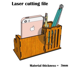 Laser Cut Pencil and Pen Stand With Business Card and Phone Holder 3mm ...
