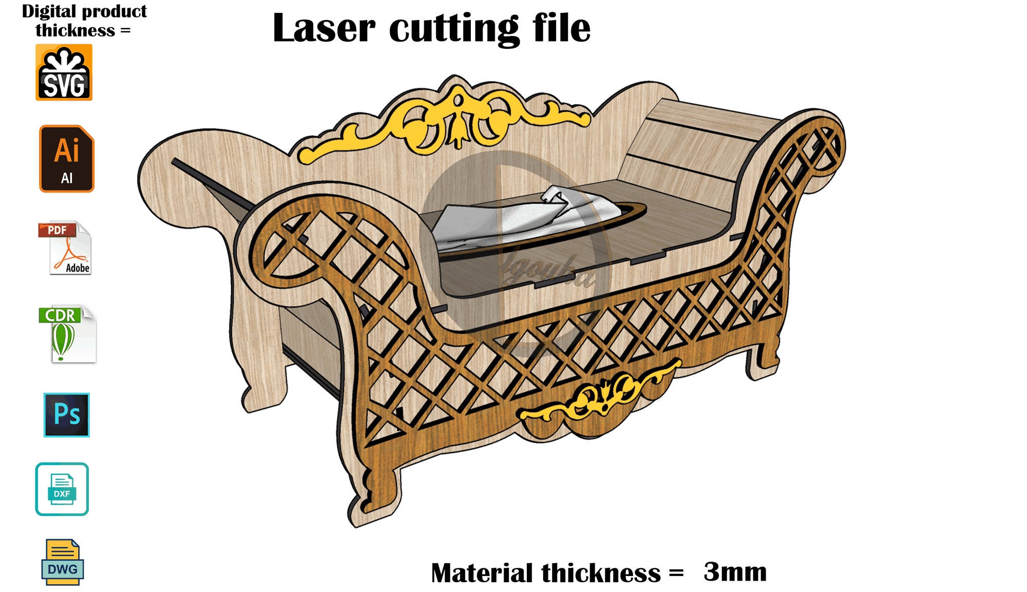 Laser Cut Sofa Tissue Box SVG 3mm - Etsy Australia