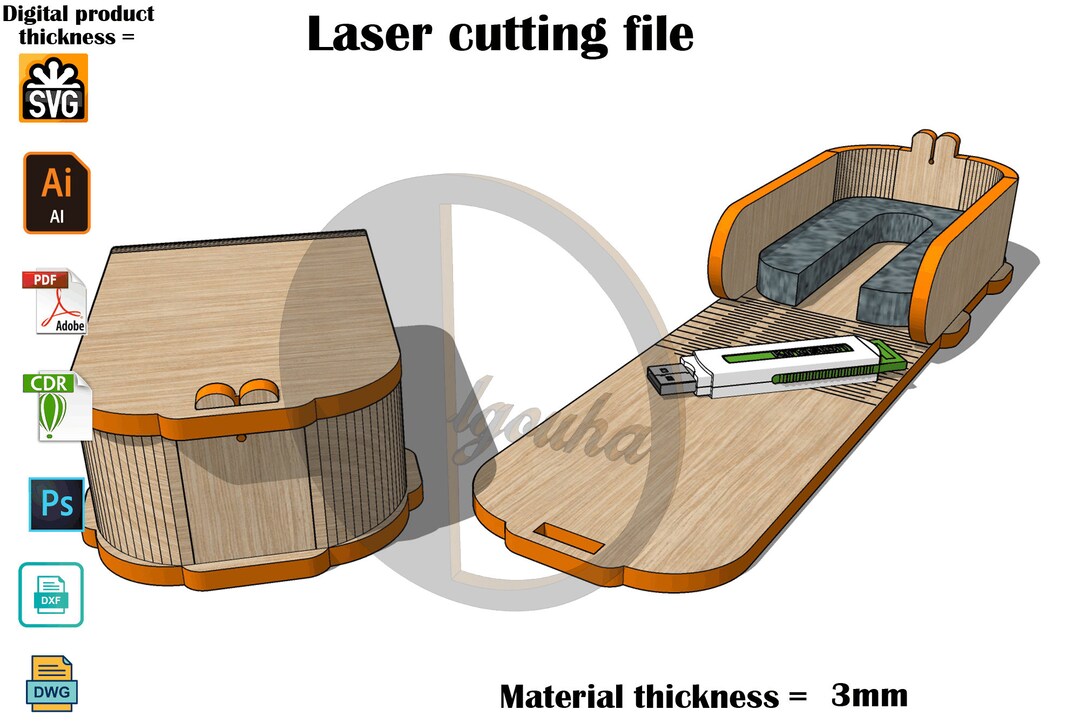 Laser Cut USB BOX SVG 3mm - Etsy
