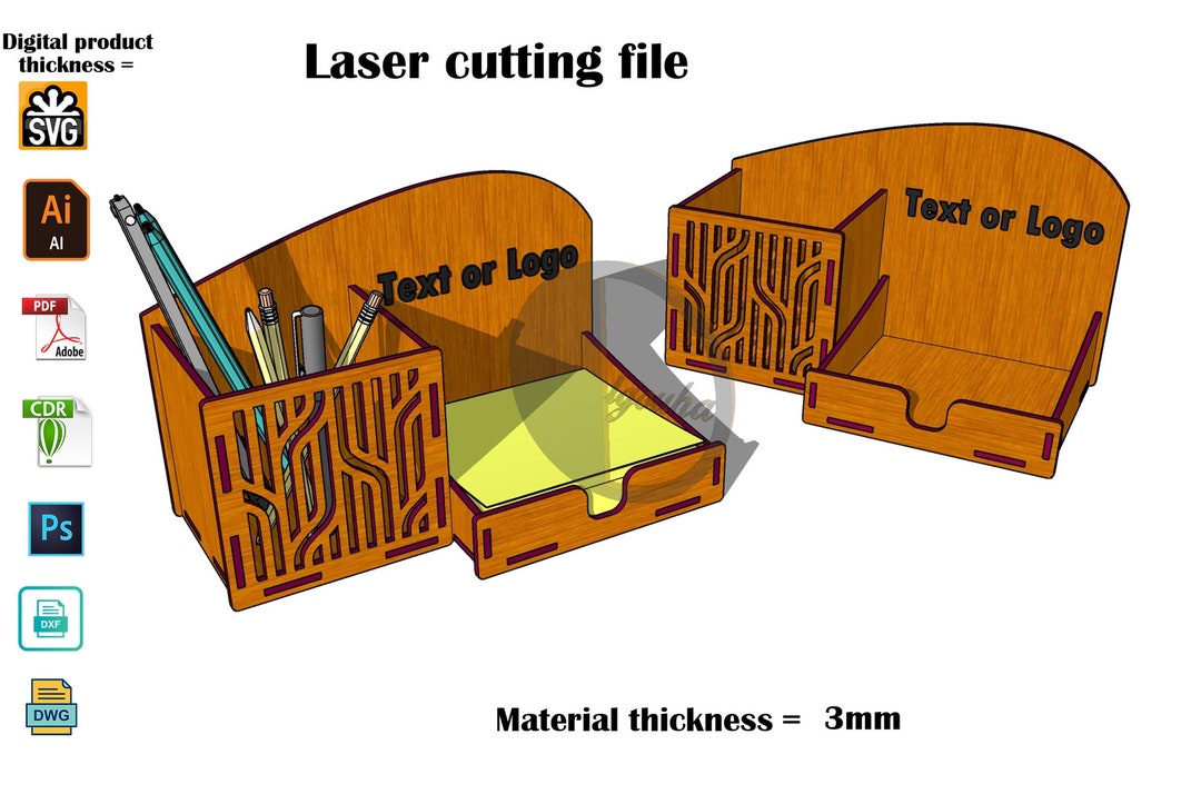 Note Paper and Pencil Holder SVG File 3mm - Etsy