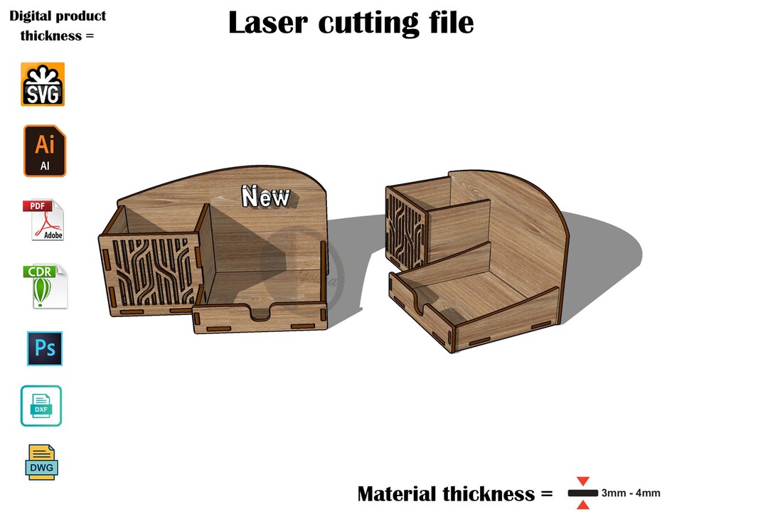 Note Paper and Pencil Holder SVG File 3mm-4mm - Etsy