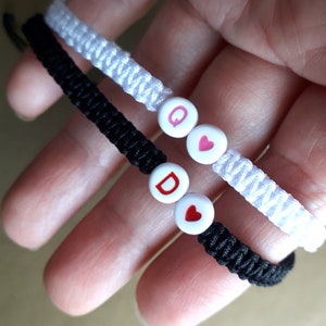 Matching Partners Initial Bracelets - Color Heart Inıtial Bracelet Set ...