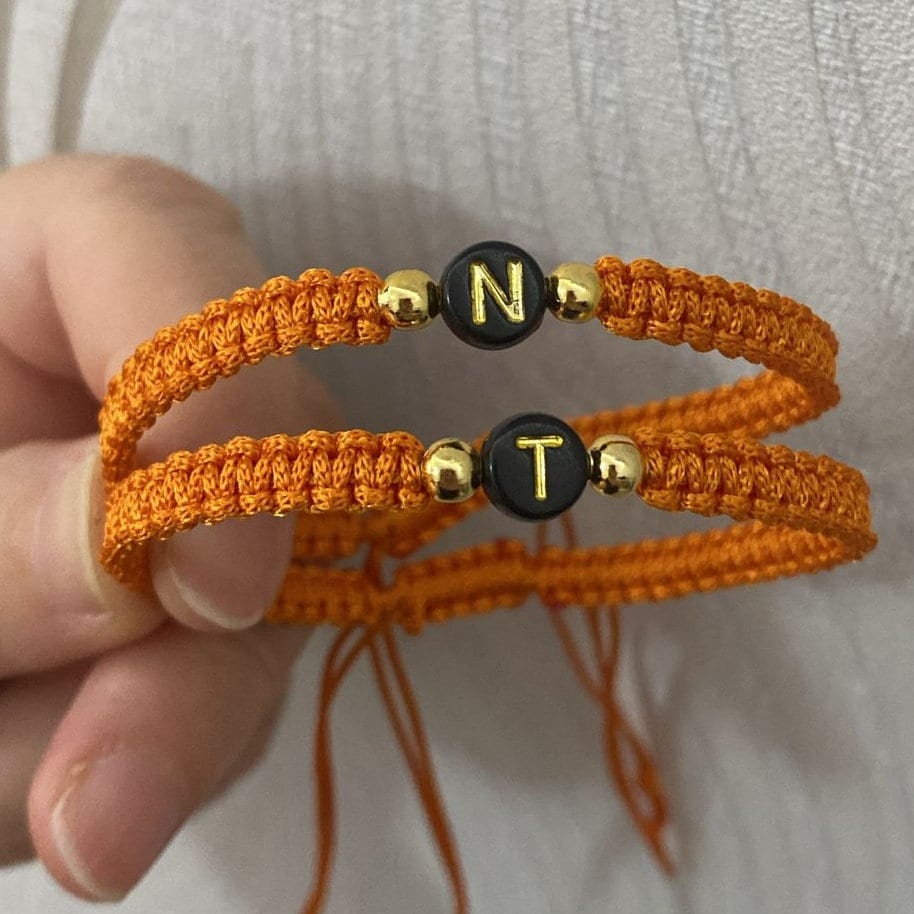 Set of 2 Custom Couple Initial Bracelets - Personalized Partners ...