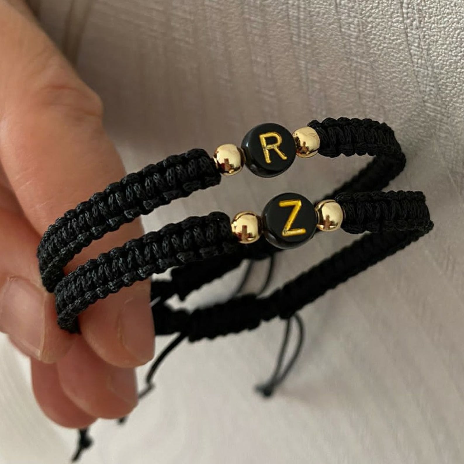 Set of 2 Custom Couple Initial Bracelets - Personalized Partners ...