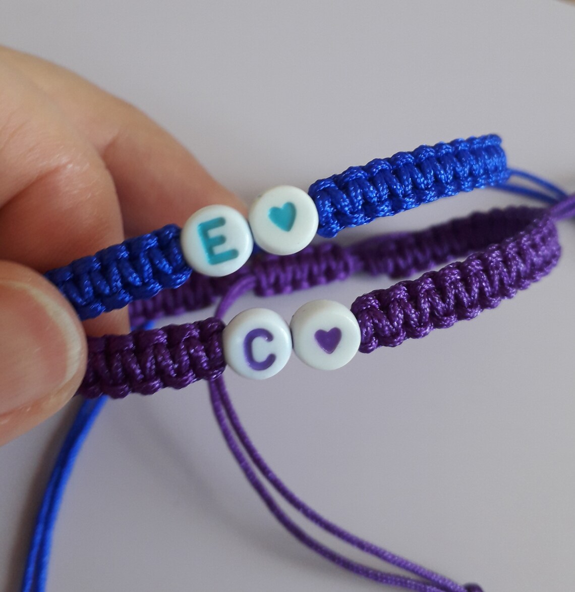 Matching Partners Initial Bracelets - Color Heart Inıtial Bracelet Set ...