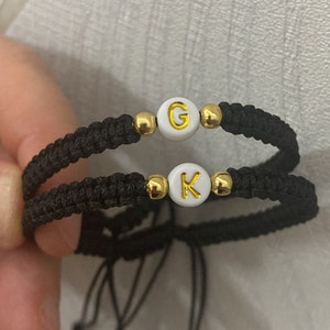 Set of 2 Custom Couple Initial Bracelets - Personalized Partners ...