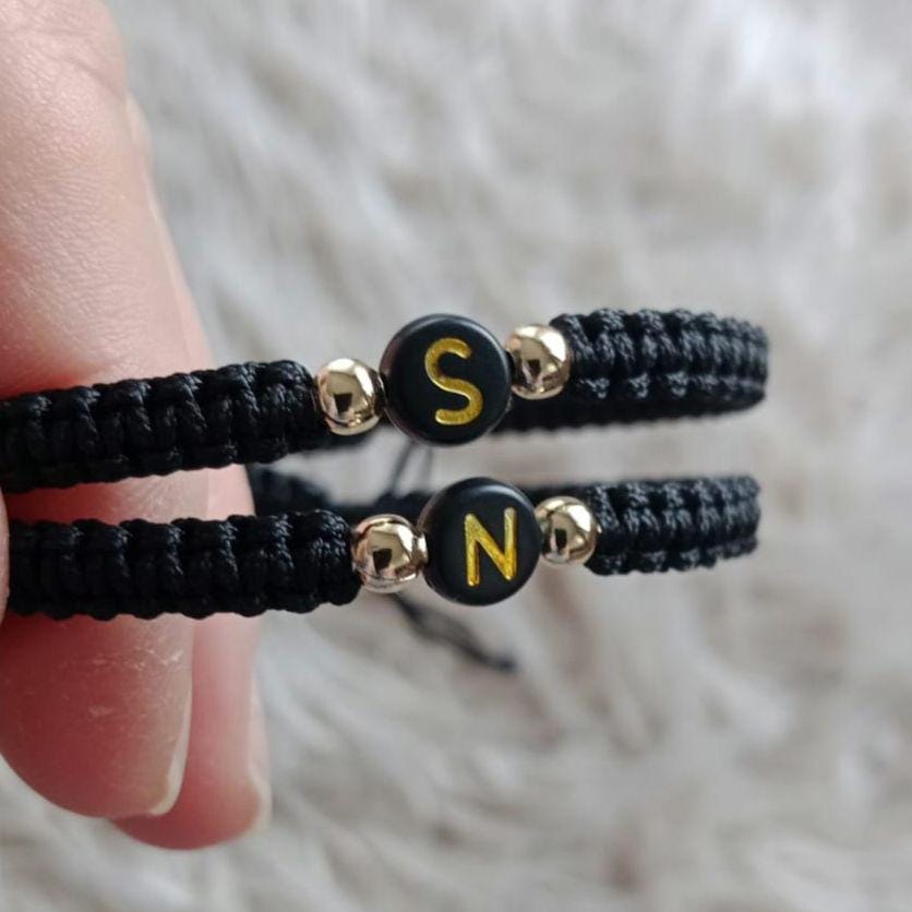 Set of 2 Custom Couple Initial Bracelets - Personalized Partners ...