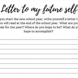 DIGITAL DOWNLOAD Letter to Your Future Self First Day of School ...