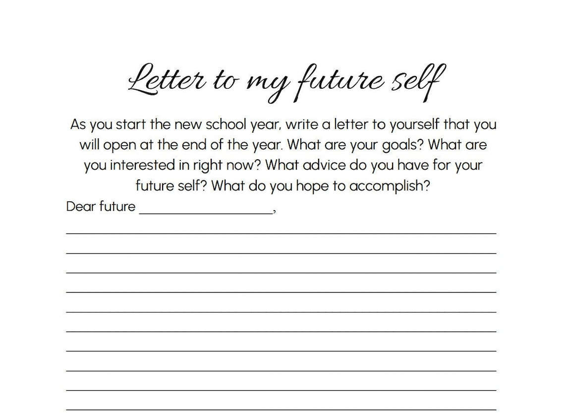 DIGITAL DOWNLOAD Letter to Your Future Self First Day of School ...
