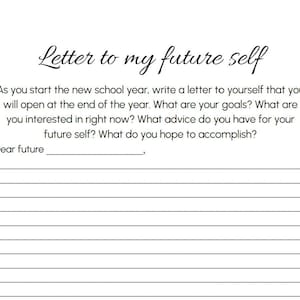 DIGITAL DOWNLOAD Letter to Your Future Self First Day of School ...