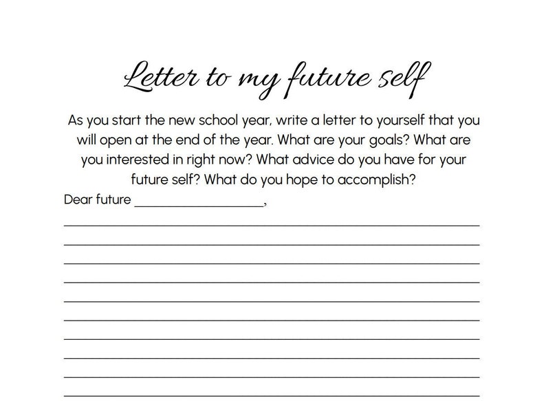 DIGITAL DOWNLOAD Letter to Your Future Self First Day of School ...