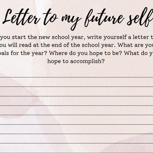 DIGITAL DOWNLOAD Letter to Your Future Self First Day of School ...