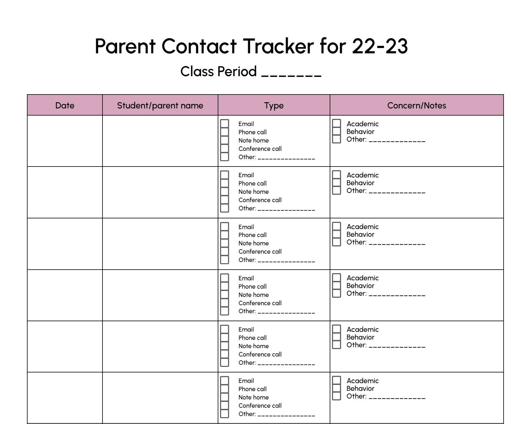 DIGITAL DOWNLOAD Parent Contact Forms (colored Coded) - Etsy