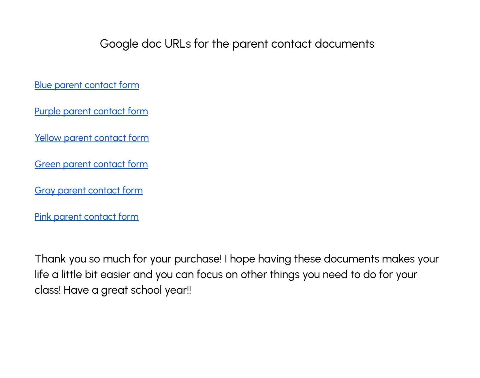 DIGITAL DOWNLOAD Parent Contact Forms (colored Coded) - Etsy