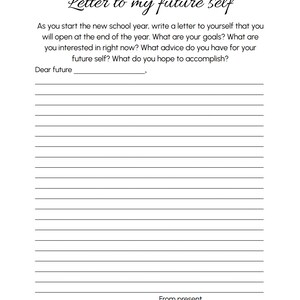 DIGITAL DOWNLOAD Letter to Your Future Self First Day of School ...