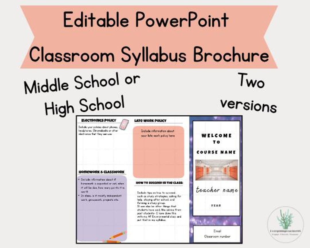 Unique Syllabus Brochure/tri-fold | Editable on Powerpoint | Middle ...