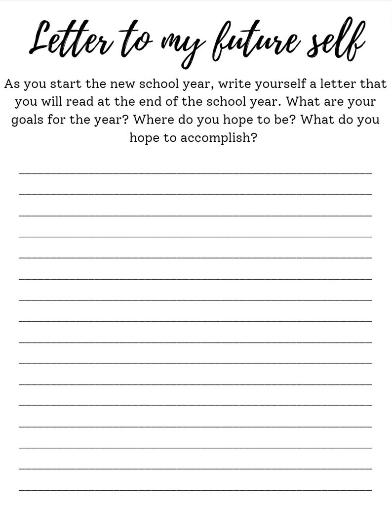 DIGITAL DOWNLOAD Letter to Your Future Self First Day of School ...