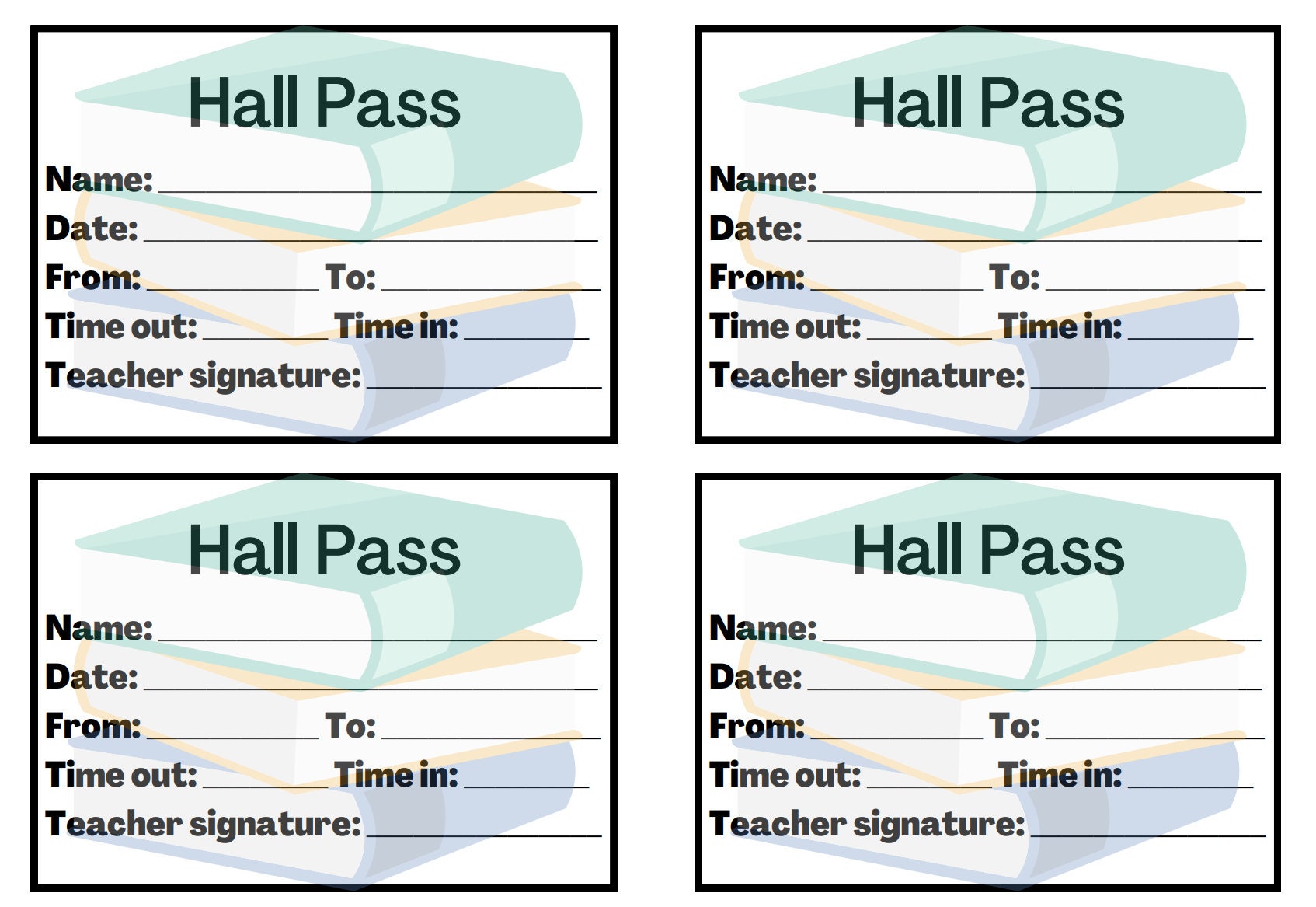Book Themed Hall Passes Digital Download - Etsy