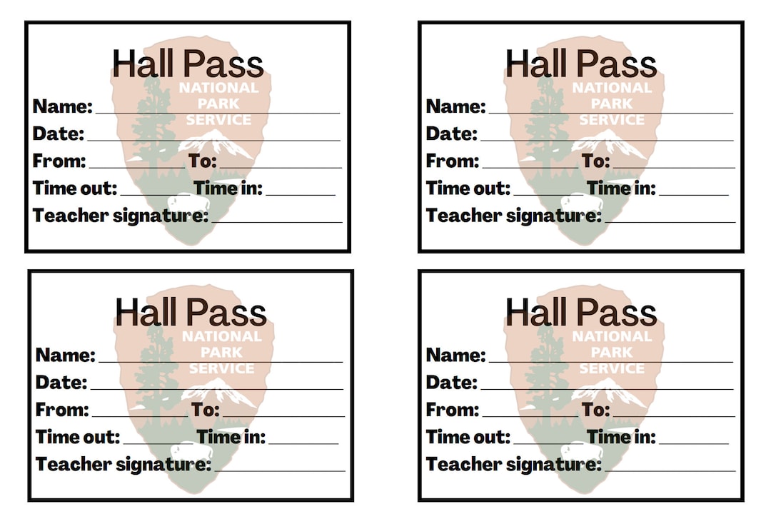 National Park Themed Hall Passes Digital Download - Etsy
