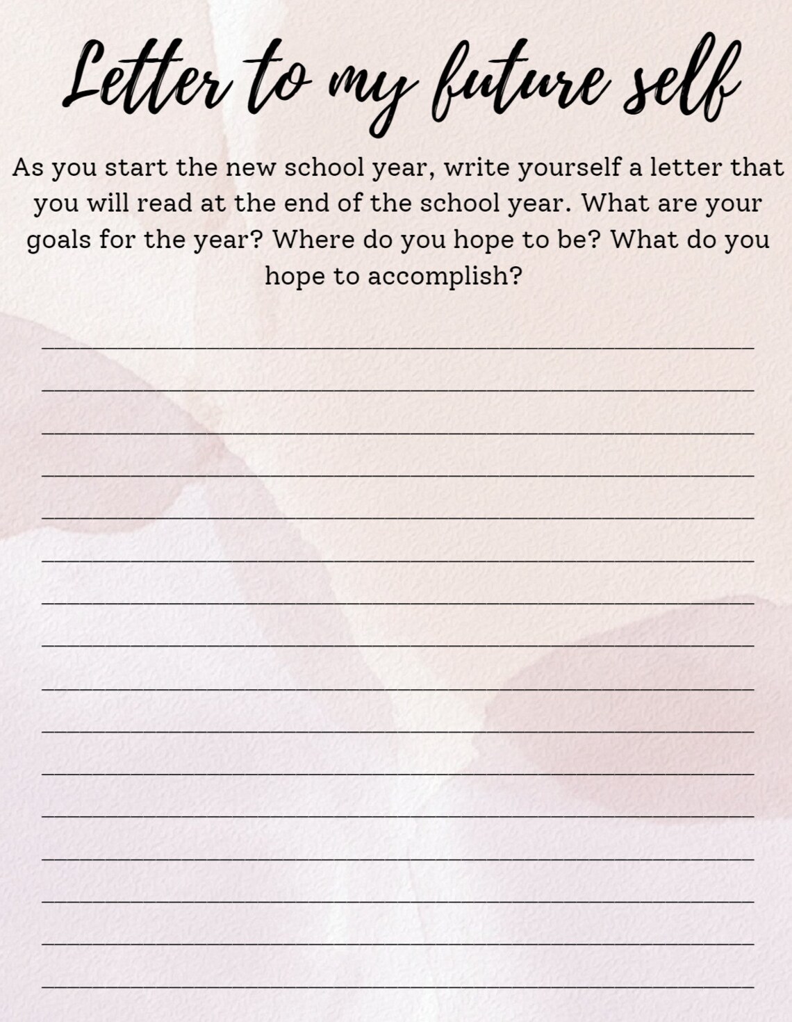 DIGITAL DOWNLOAD Letter to Your Future Self First Day of School ...