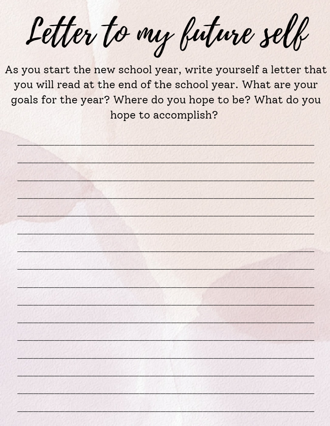 DIGITAL DOWNLOAD Letter to Your Future Self First Day of School ...