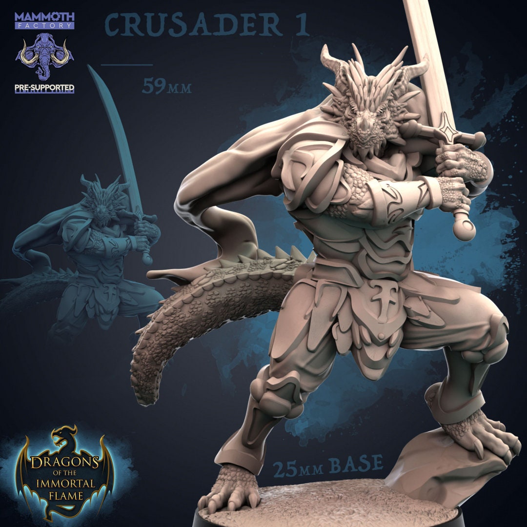 Crusader Dnd Mini Dungeons and Dragons Miniature Dragonborn Mini - Etsy