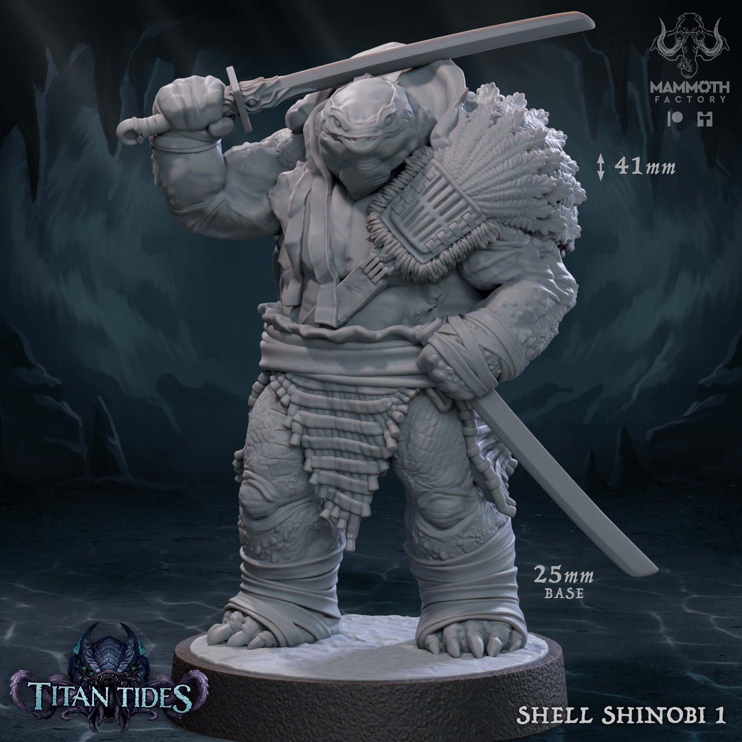 Shell Shinobi Dnd Miniature Tortle Ninja Mini Dungeons and Dragons ...